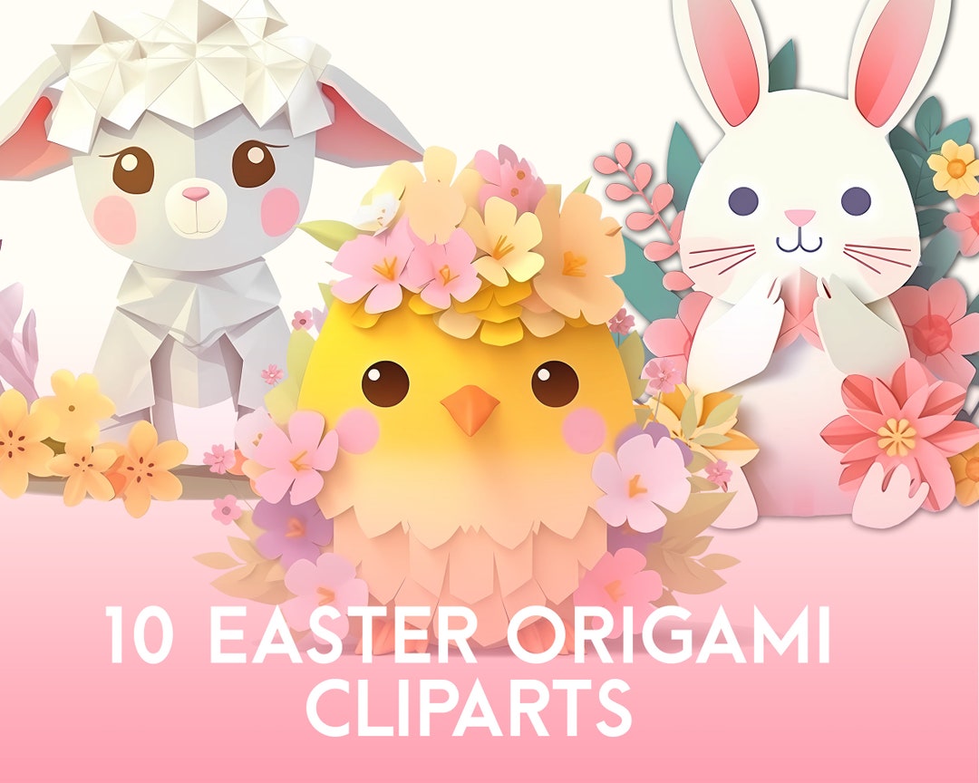 ORIGAMI EASTER CLIPARTS (cute Easter Graphics, Bunnies, Chicks, Lambs ...