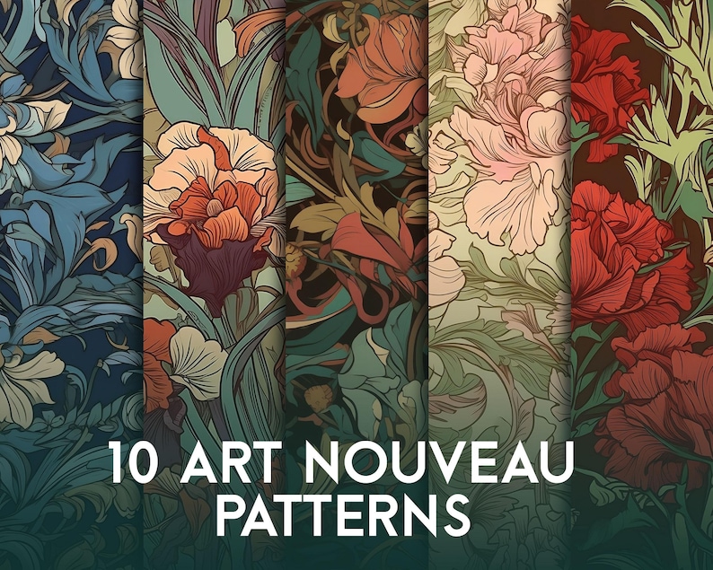 MOTIFS FLORAUX (Art Nouveau / Style Alphonse Mucha) / (Arts & Crafts ...