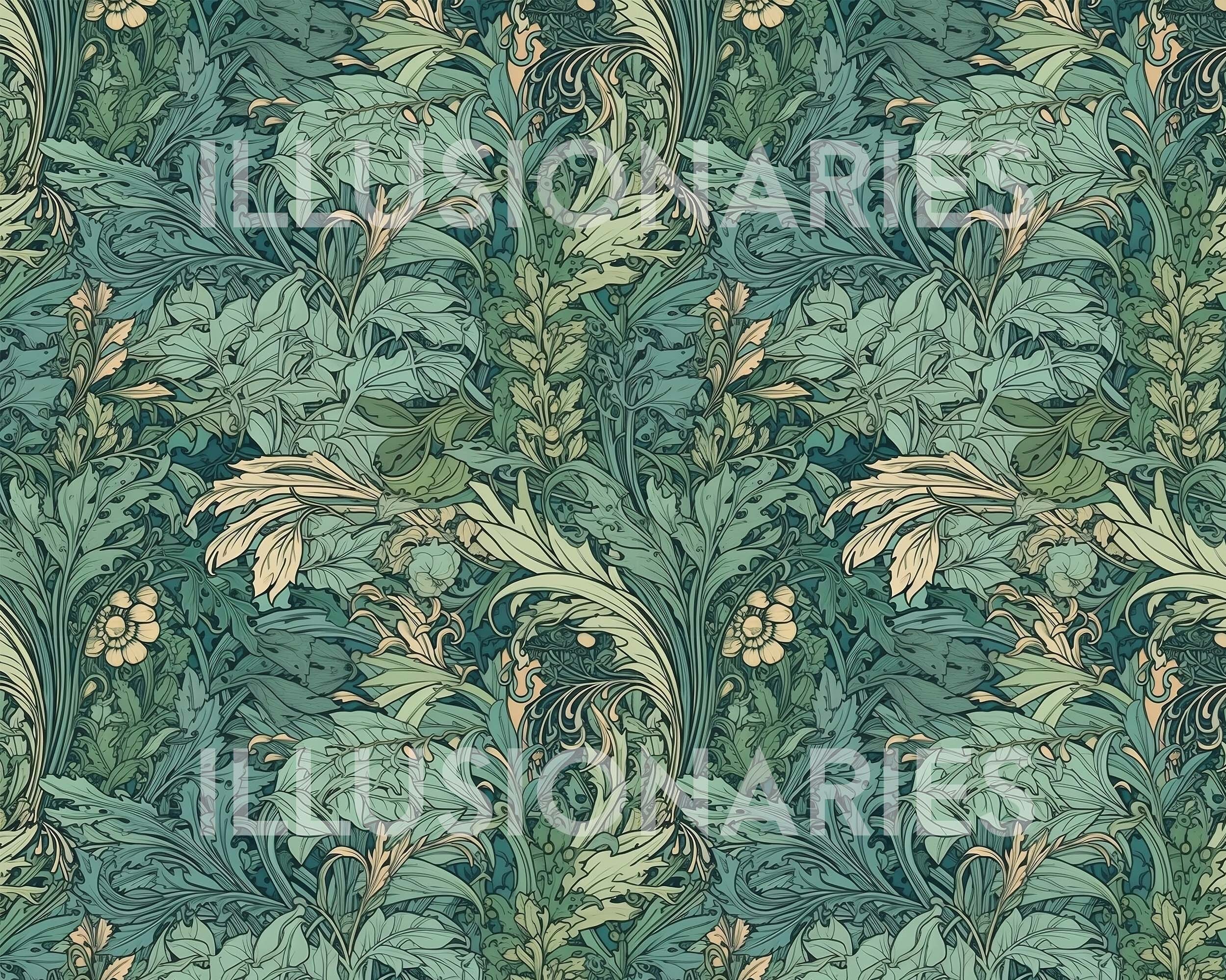 Art Nouveau Leaf Patterns / Alphonse Mucha Style arts & Crafts, Fabric ...