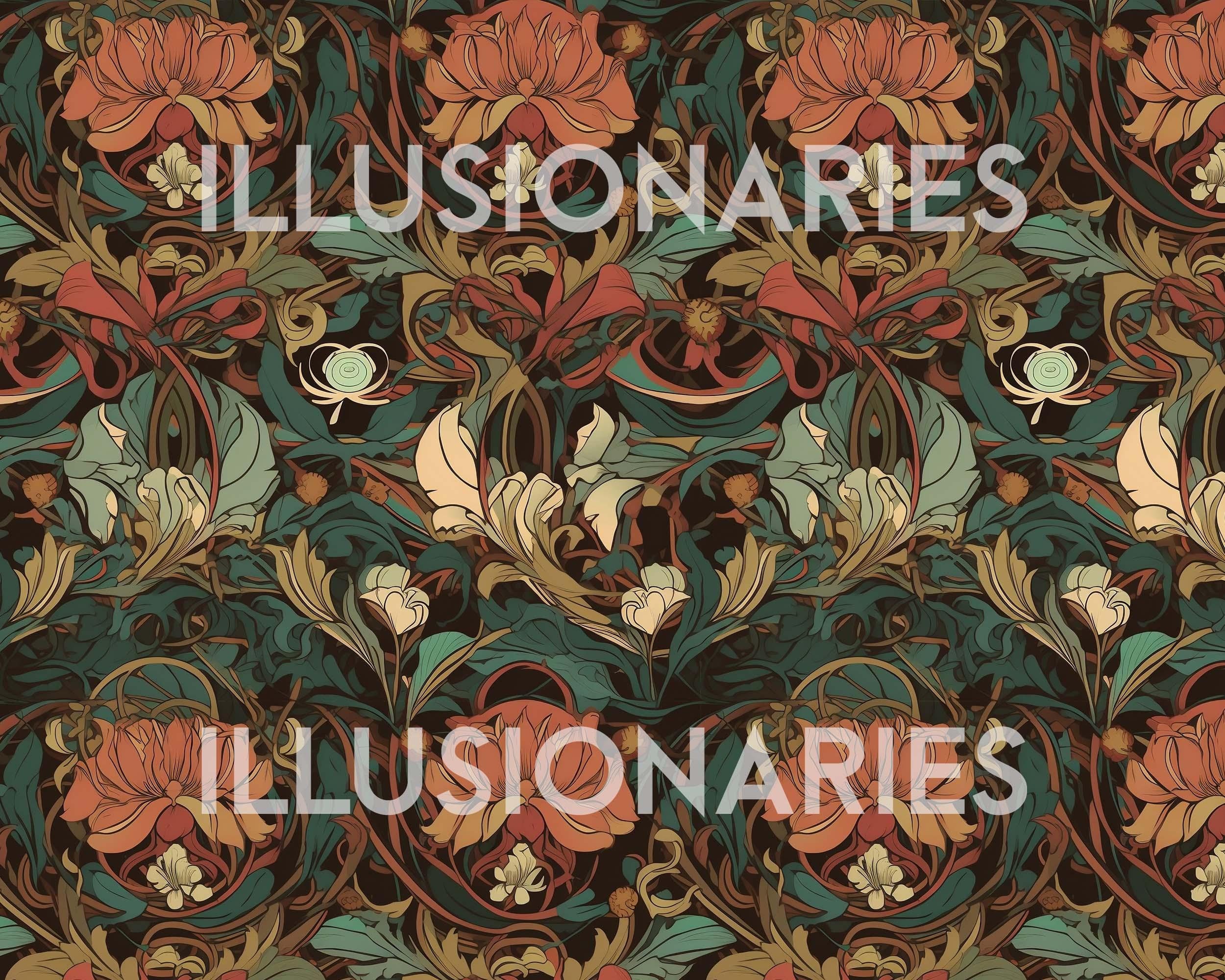 FLORAL PATTERNS art Nouveau / Alphonse Mucha Style / arts & - Etsy