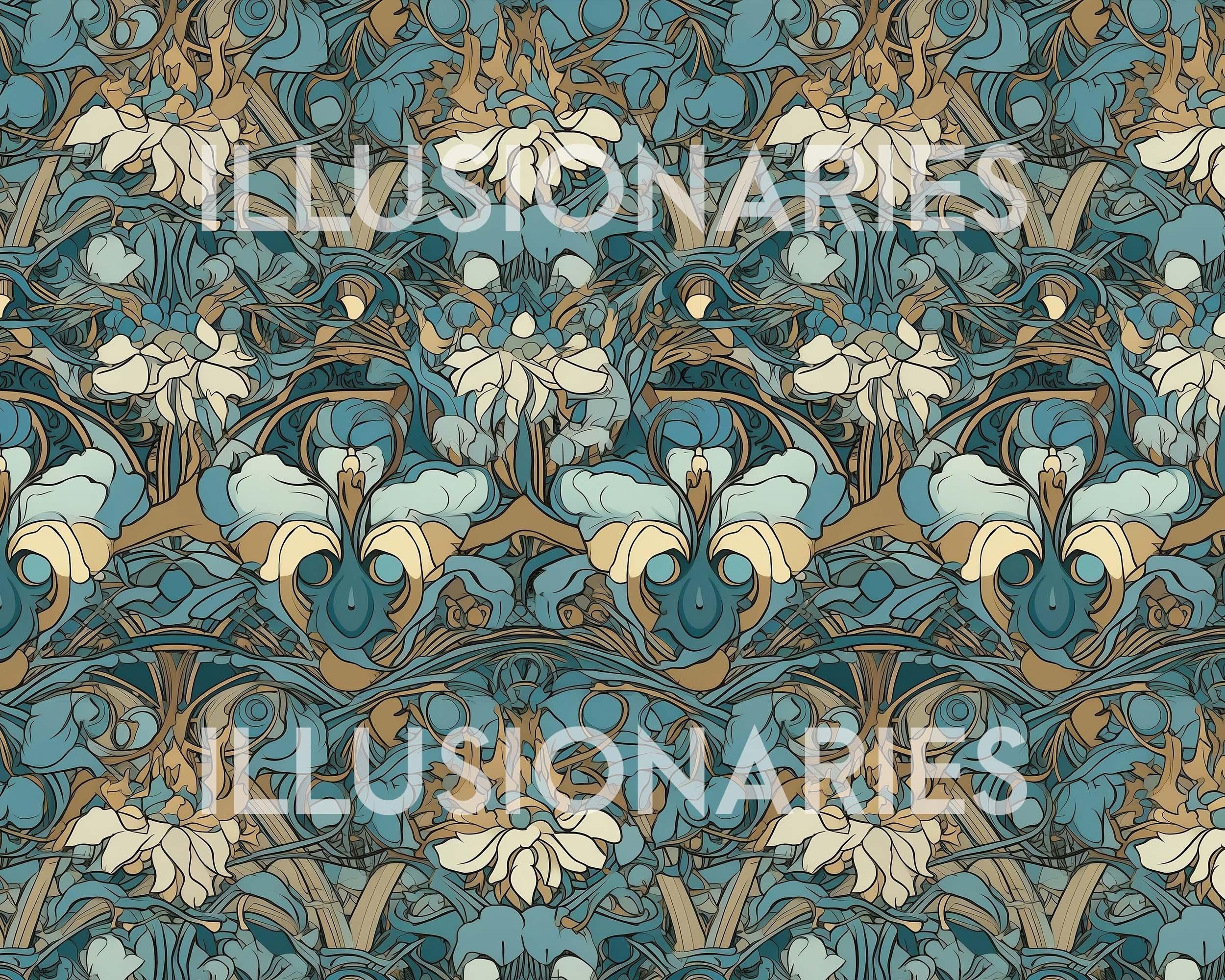 FLORAL PATTERNS art Nouveau / Alphonse Mucha Style / arts & - Etsy