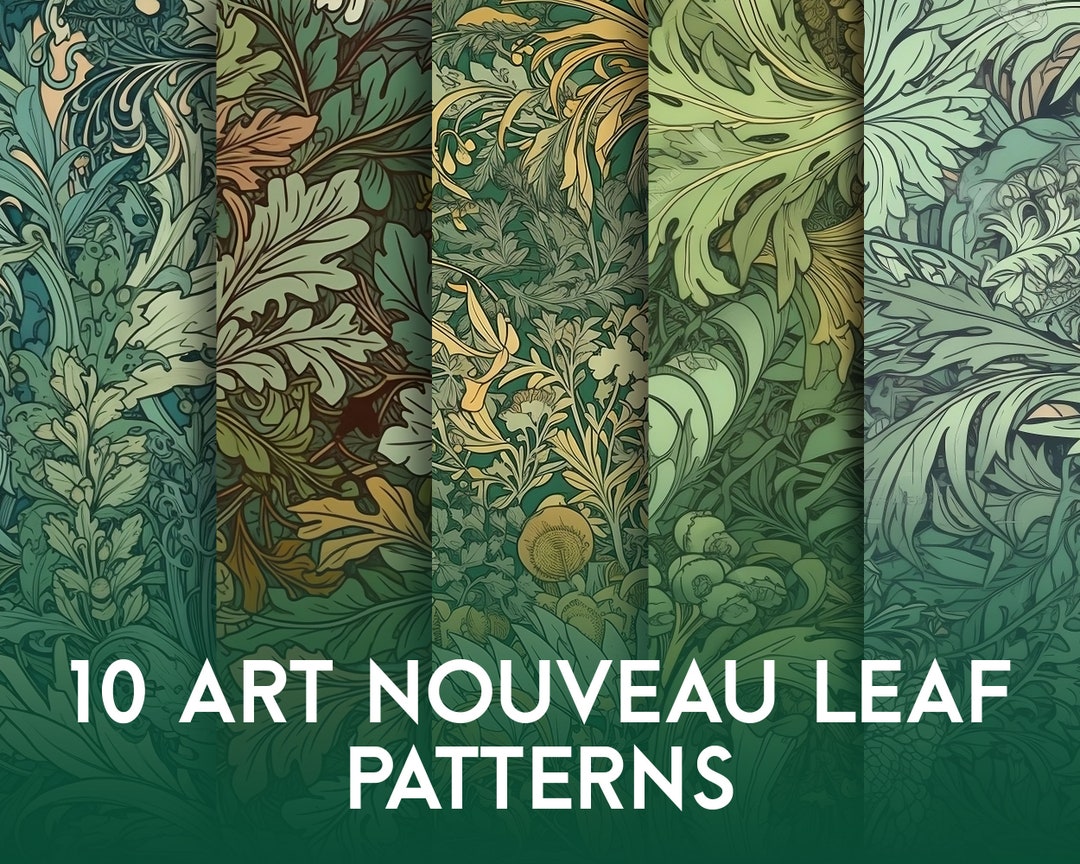 Art Nouveau Leaf Patterns / Alphonse Mucha Style (arts & Crafts, Fabric ...