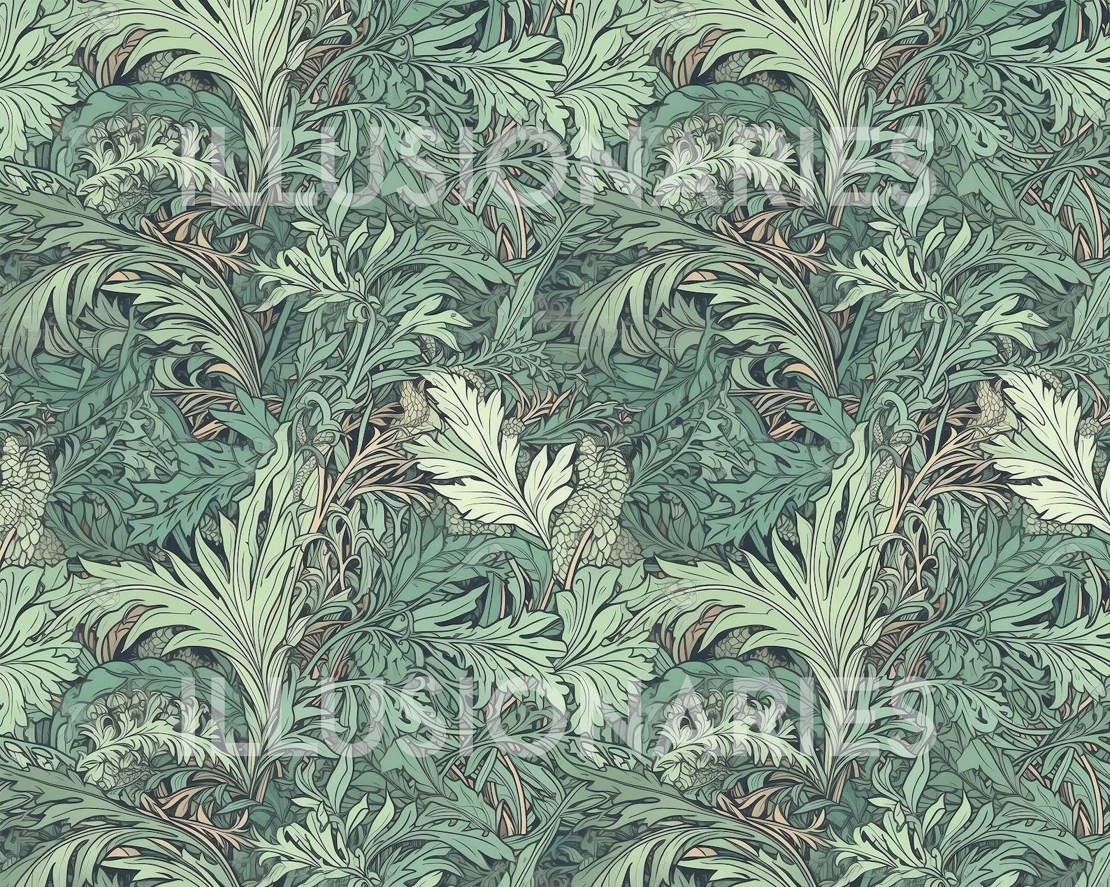Art Nouveau Leaf Patterns / Alphonse Mucha Style (arts & Crafts, Fabric ...
