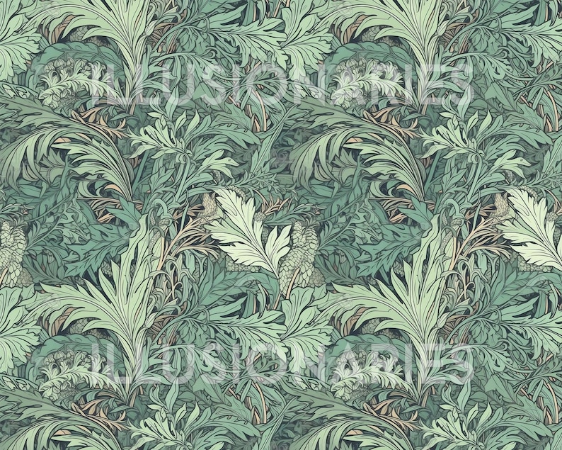 Art Nouveau Leaf Patterns / Alphonse Mucha Style (arts & Crafts, Fabric Design, Pattern Design ...
