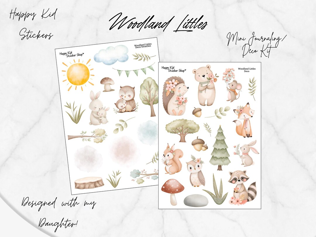 Woodland Creature Stickers: Colorful Planner Stickers - 5x7 Sheet - Etsy
