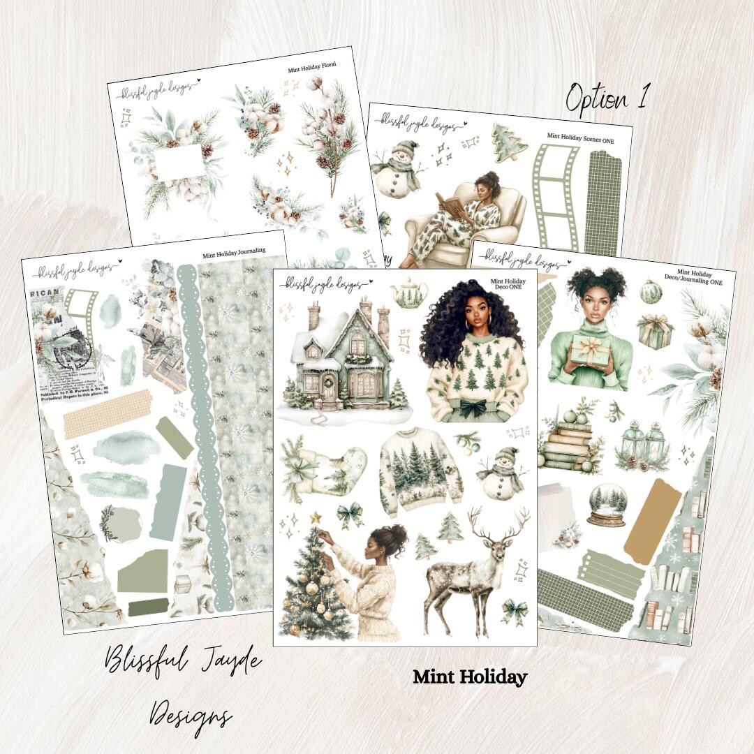 Mint Holiday Journaling Kit: Planner Stickers, Scrapbooking, Deco ...