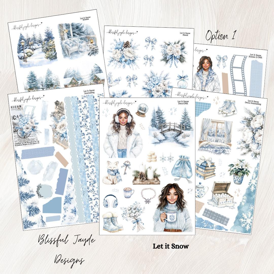 Let It Snow Journaling Kit: Planner Stickers, Scrapbooking, Deco ...