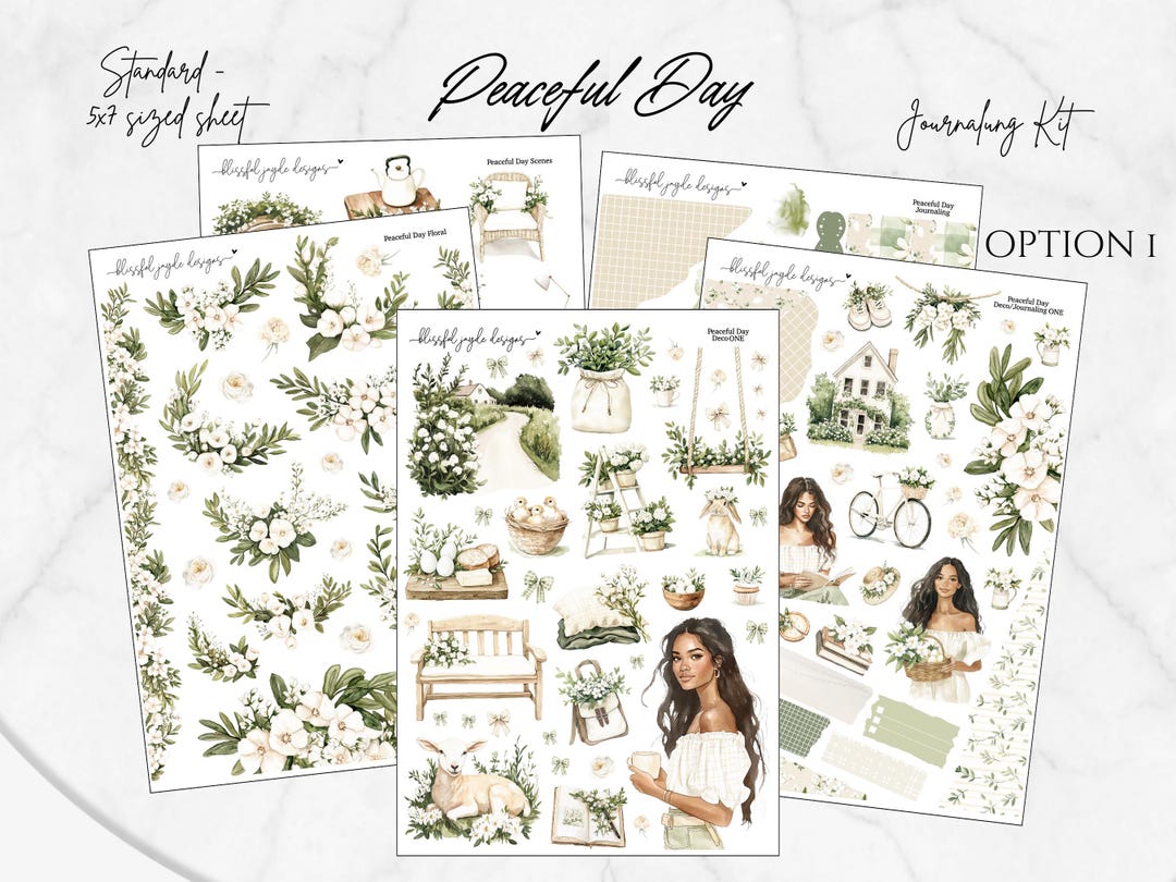 Journaling Kit // Peaceful Day // Any Style Planner Sticker Kit ...
