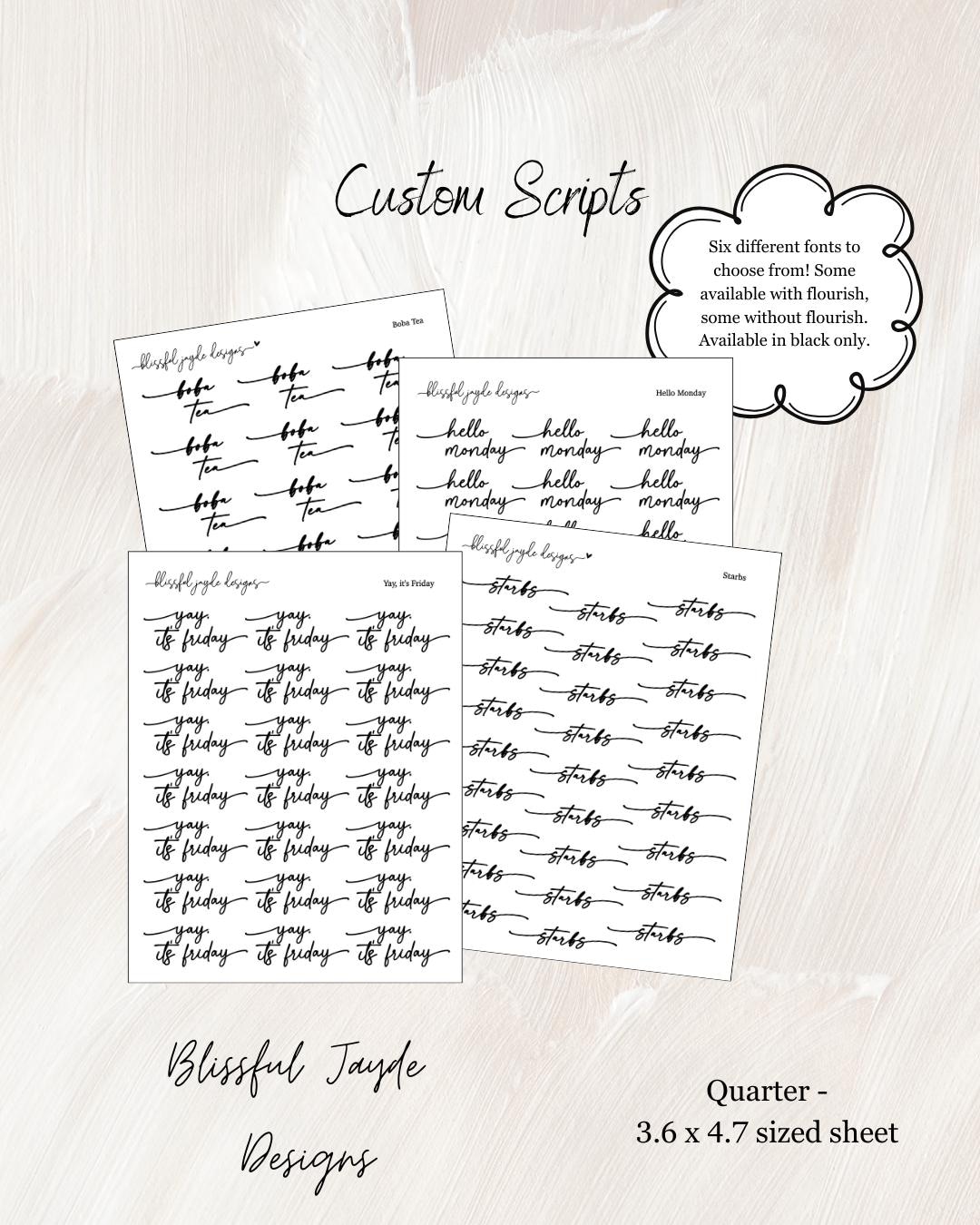 Custom Script Planner Stickers: Personalized Text, Cursive & Print - Etsy
