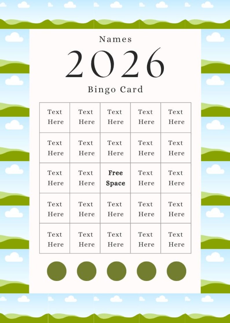 2026 Bingo Card - Editable Canva Template - Etsy