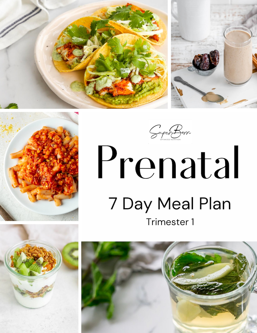 7 Day Prenatal Trimester 1 Meal Plan, Prenatal Nutrition, Balanced ...