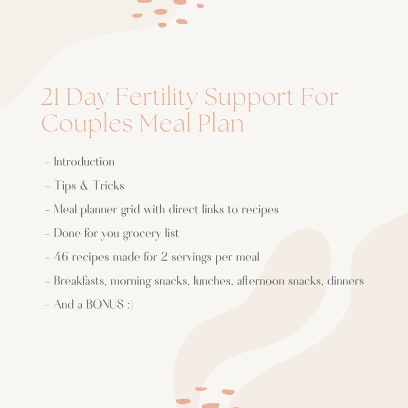 21 Day Fertility Support for Couples Nutrition Plan, Balanced Meals ...
