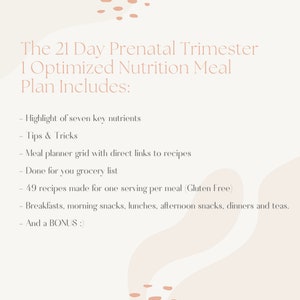 21 Day Prenatal Trimester 1 Meal Plan, Prenatal Nutrition, Balanced ...