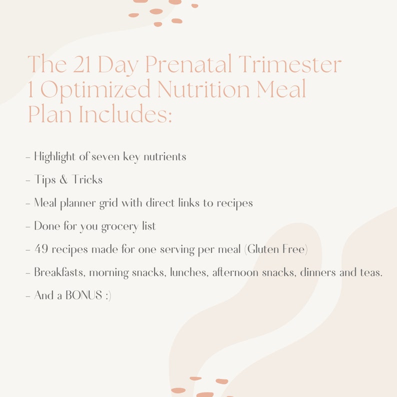 21 Day Prenatal Trimester 1 Meal Plan, Prenatal Nutrition, Balanced ...