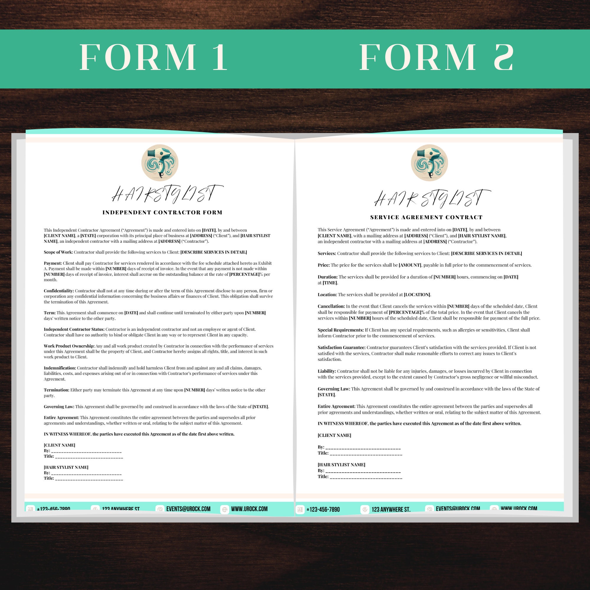 4 Editable Hairstylist Contracts Digital Canva, Hair Business Form ...