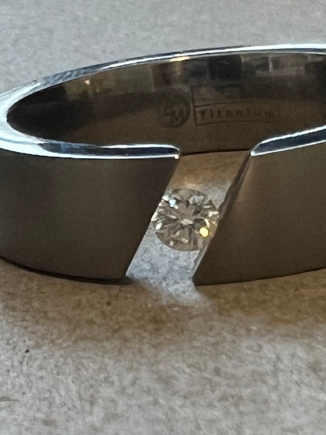Men's Titanium Diamond Ring - Etsy