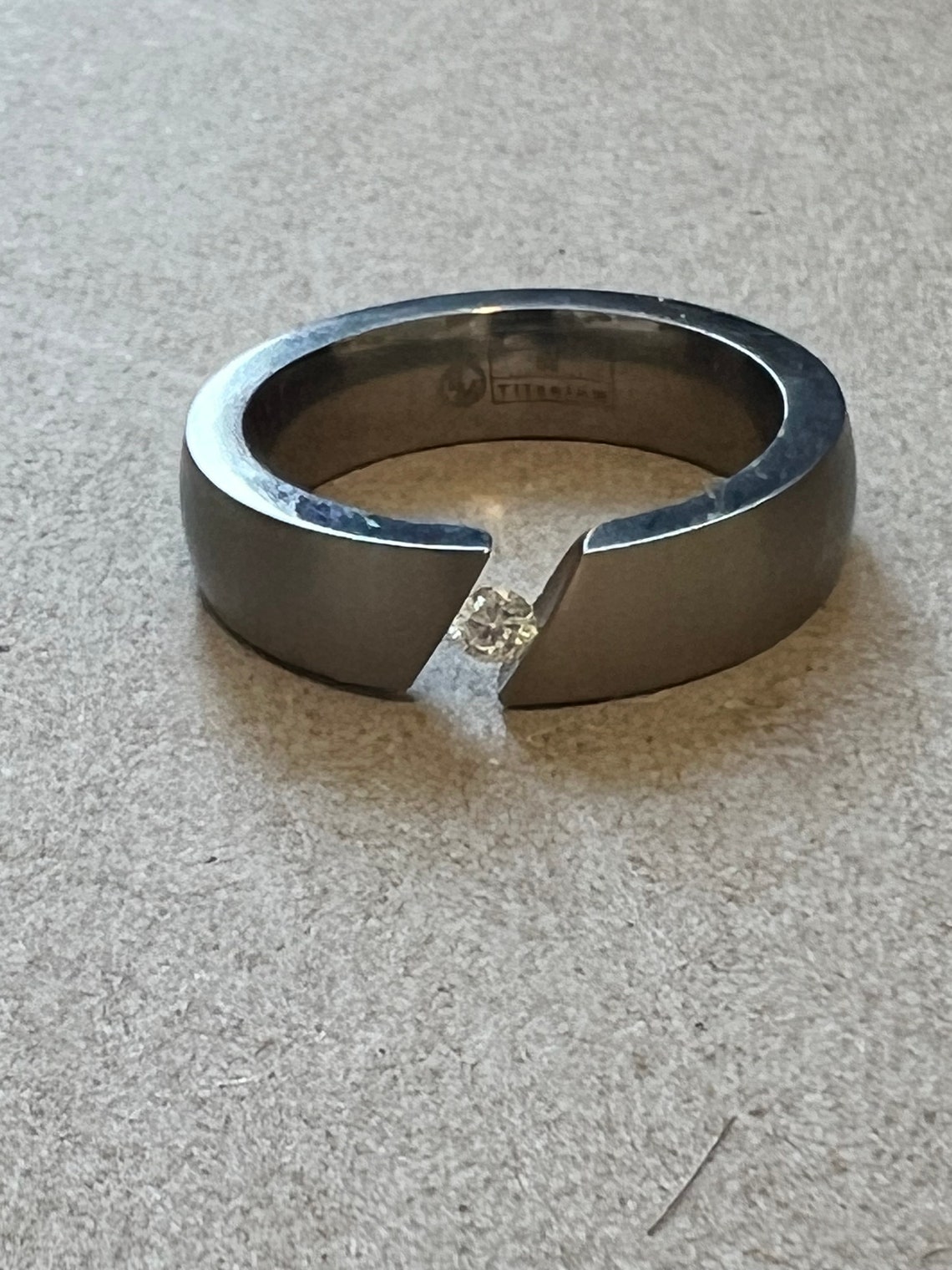 Men's Titanium Diamond Ring - Etsy