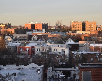 New York City Skyline From Queens Long Island Expressway at Sunset ...