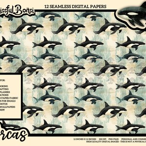 Orcas Digital Paper, Killer Whale Digital Paper, Orca Repeating Pattern ...