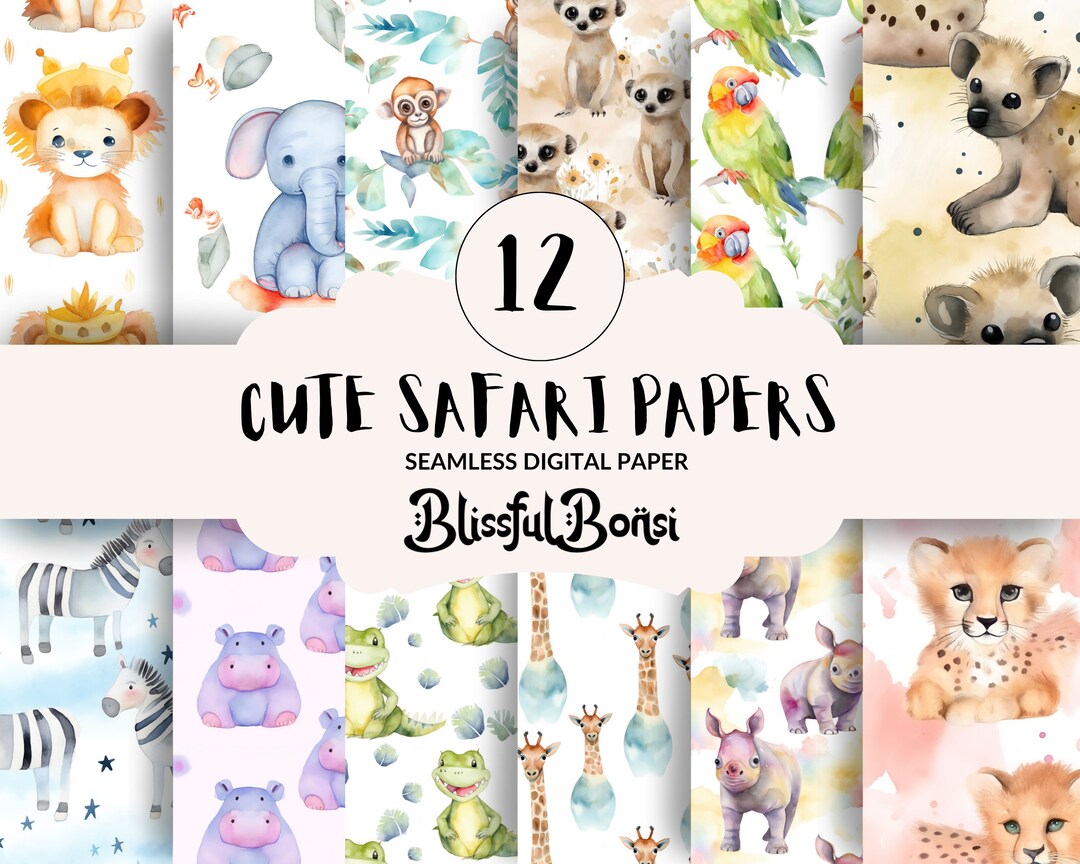 Cute Animals Digital Paper Bundle for Animal Theamed Pattern of Animals ...