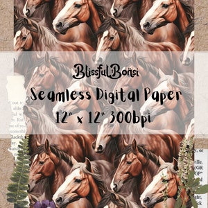 Horse Digital Paper Bundle for Horse Theamed Pattern of Horses ...