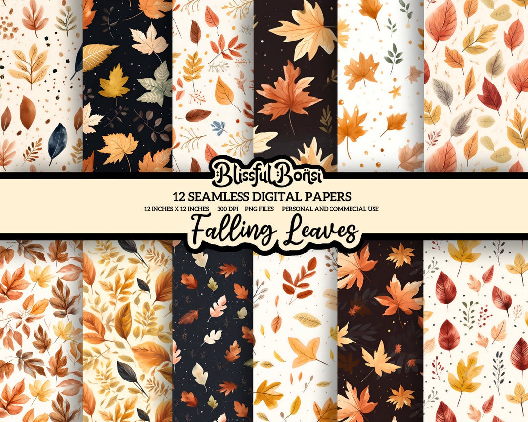 Leaves Digital Paper, Fall Digital Paper, Autumn Repeating Pattern ...