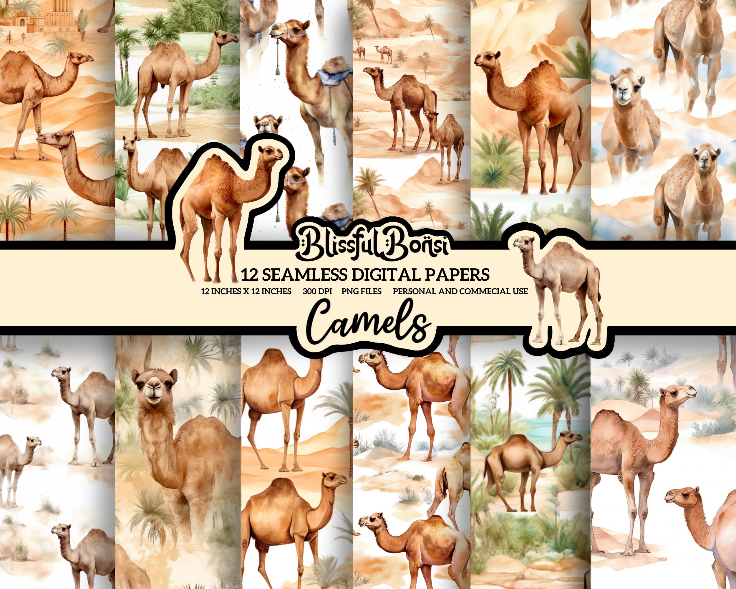 Camel Digital Paper, Camels Digital Paper, Camels Repeating Pattern ...