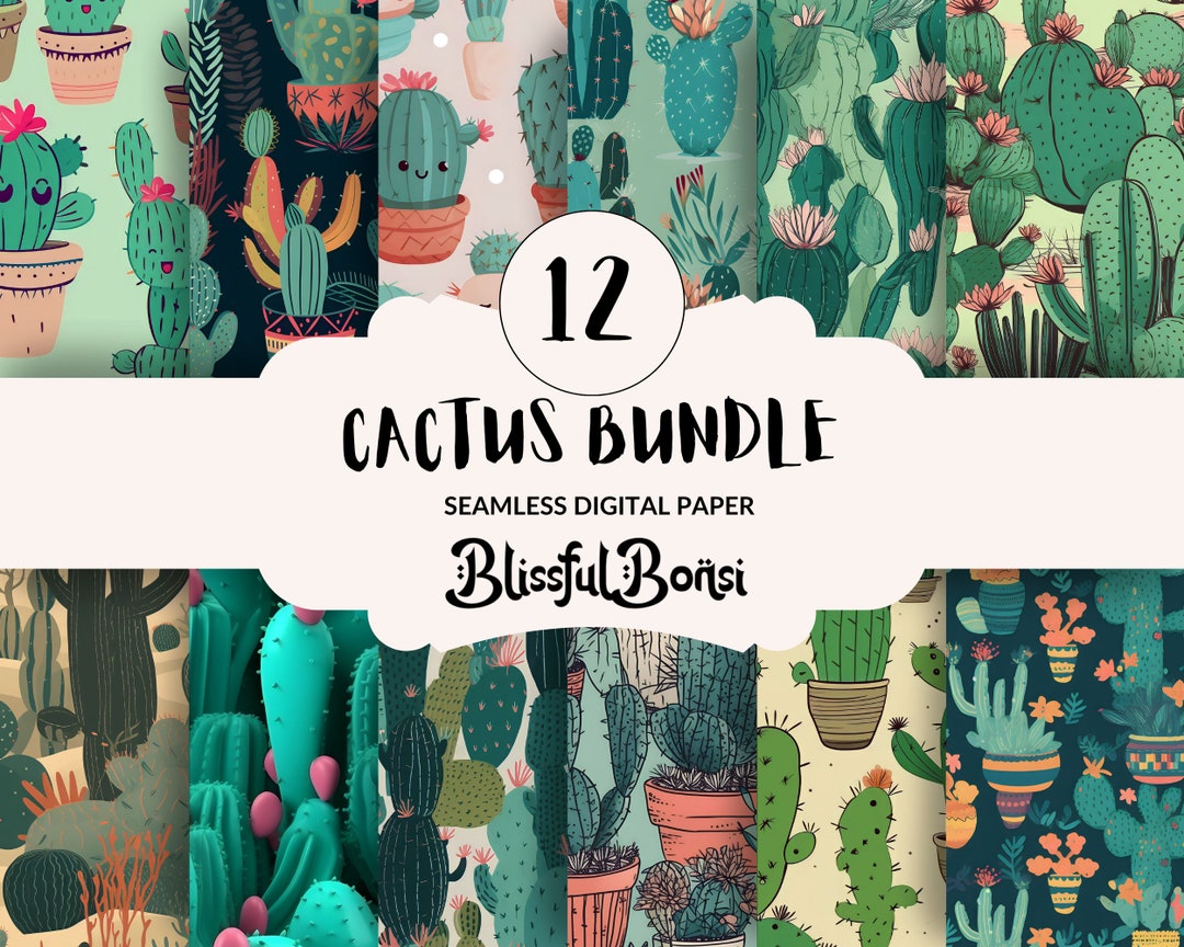 Cactus Digital Paper Bundle for Cactus Theamed Pattern of Cactus ...