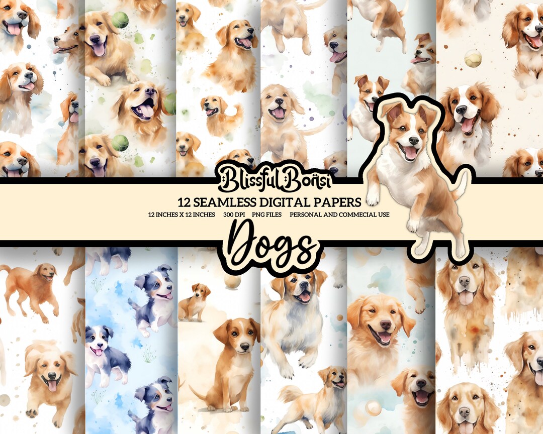 Dogs Digital Paper, Dog Digital Paper, Dog Repeating Pattern, Dog ...