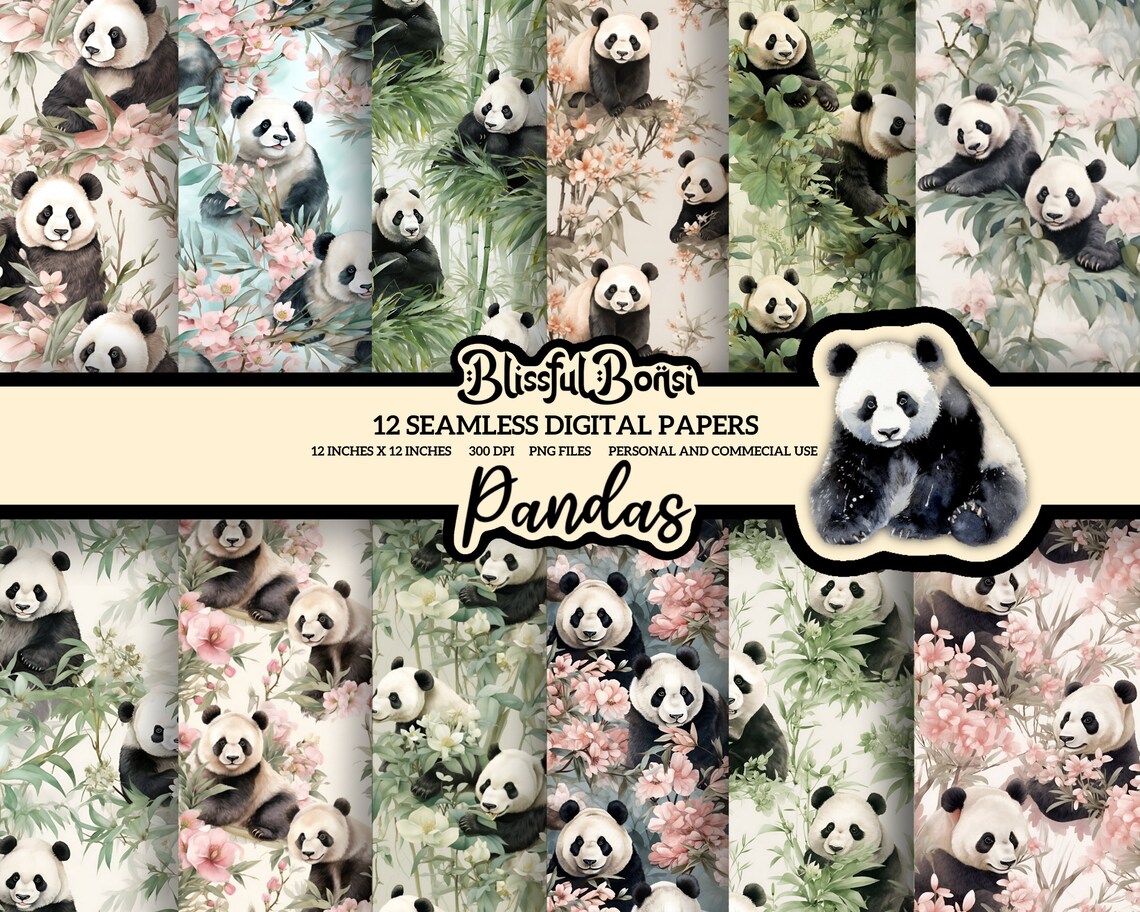 Panda Digital Paper Pandas Digital Paper Panda Repeating - Etsy Panda Digital Paper Pandas Digital Paper Panda Repeating - Etsy