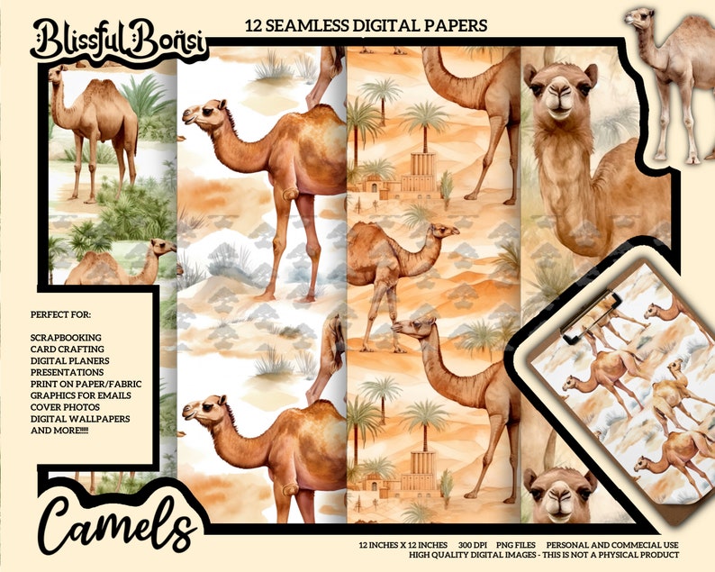 Camel Digital Paper, Camels Digital Paper, Camels Repeating Pattern ...