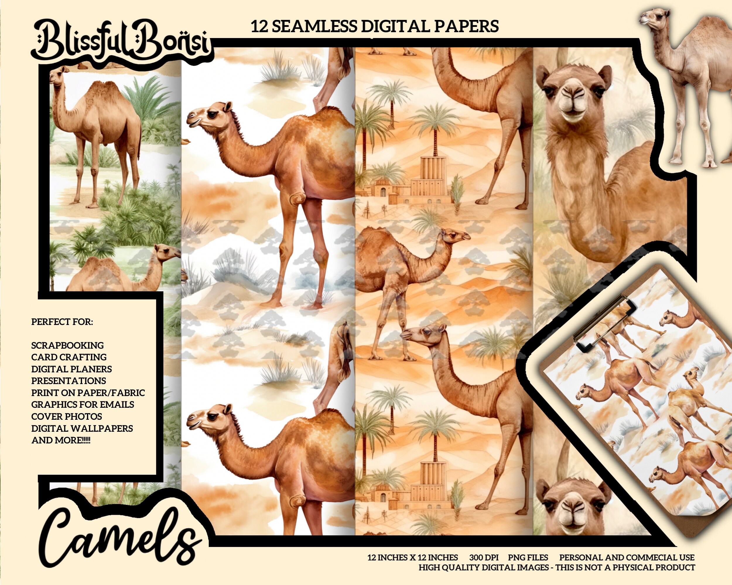 Camel Digital Paper, Camels Digital Paper, Camels Repeating Pattern ...