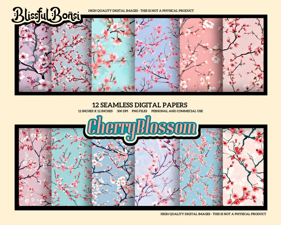 Cherry Blossom Digital Paper Bundle Bolssom Digital Paper Blossom ...