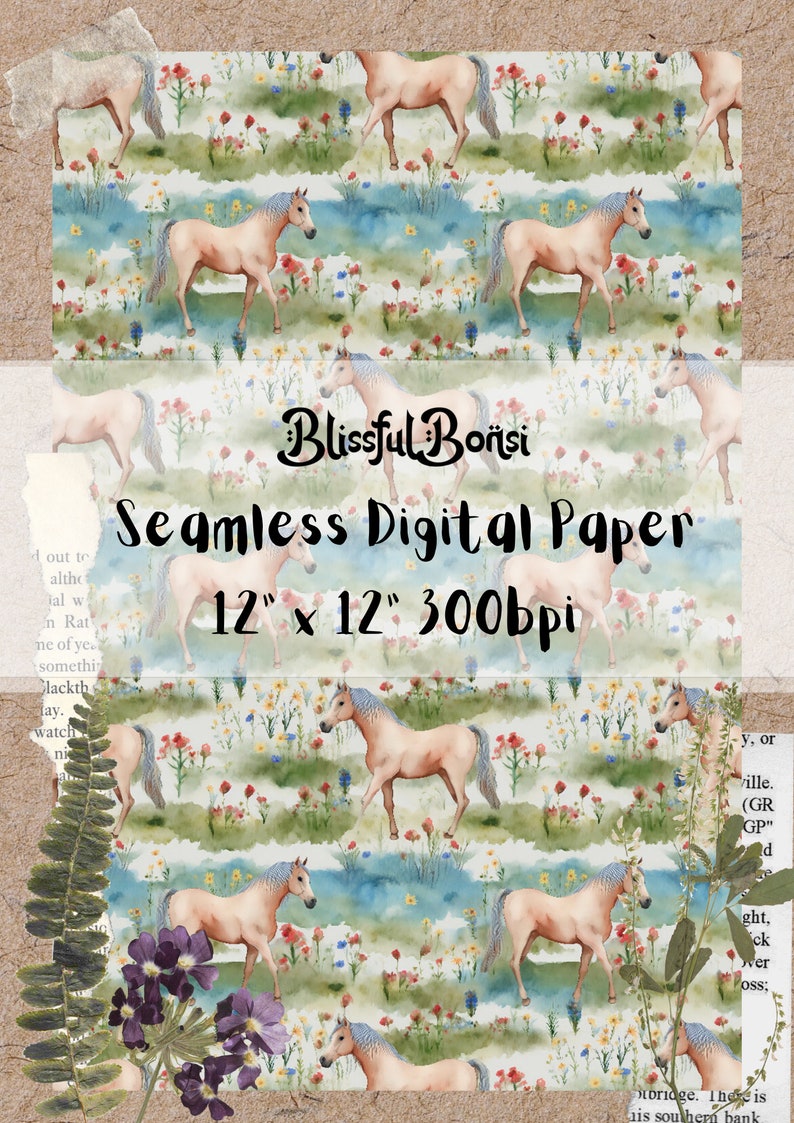 Horse Digital Paper Bundle for Horse Theamed Pattern of Horses ...