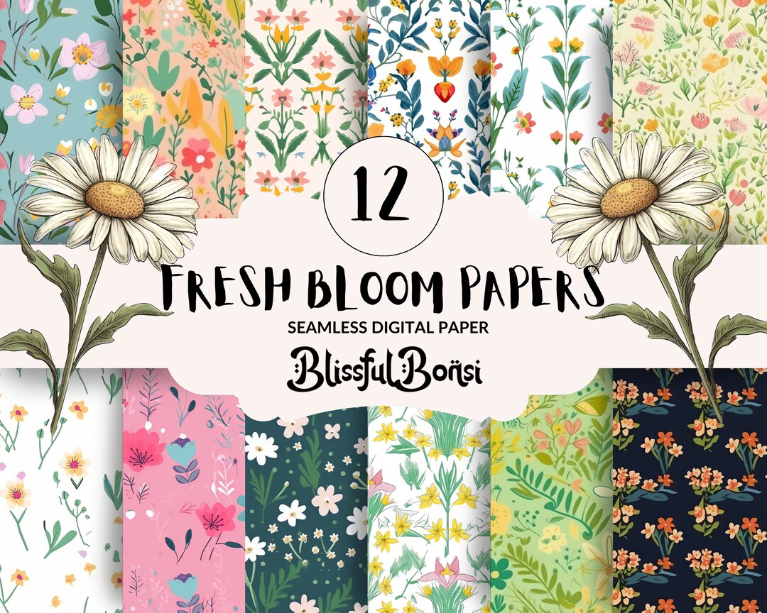 Spring Digital Paper Bundle Floral Digital Paper Scrapbooking Floral ...
