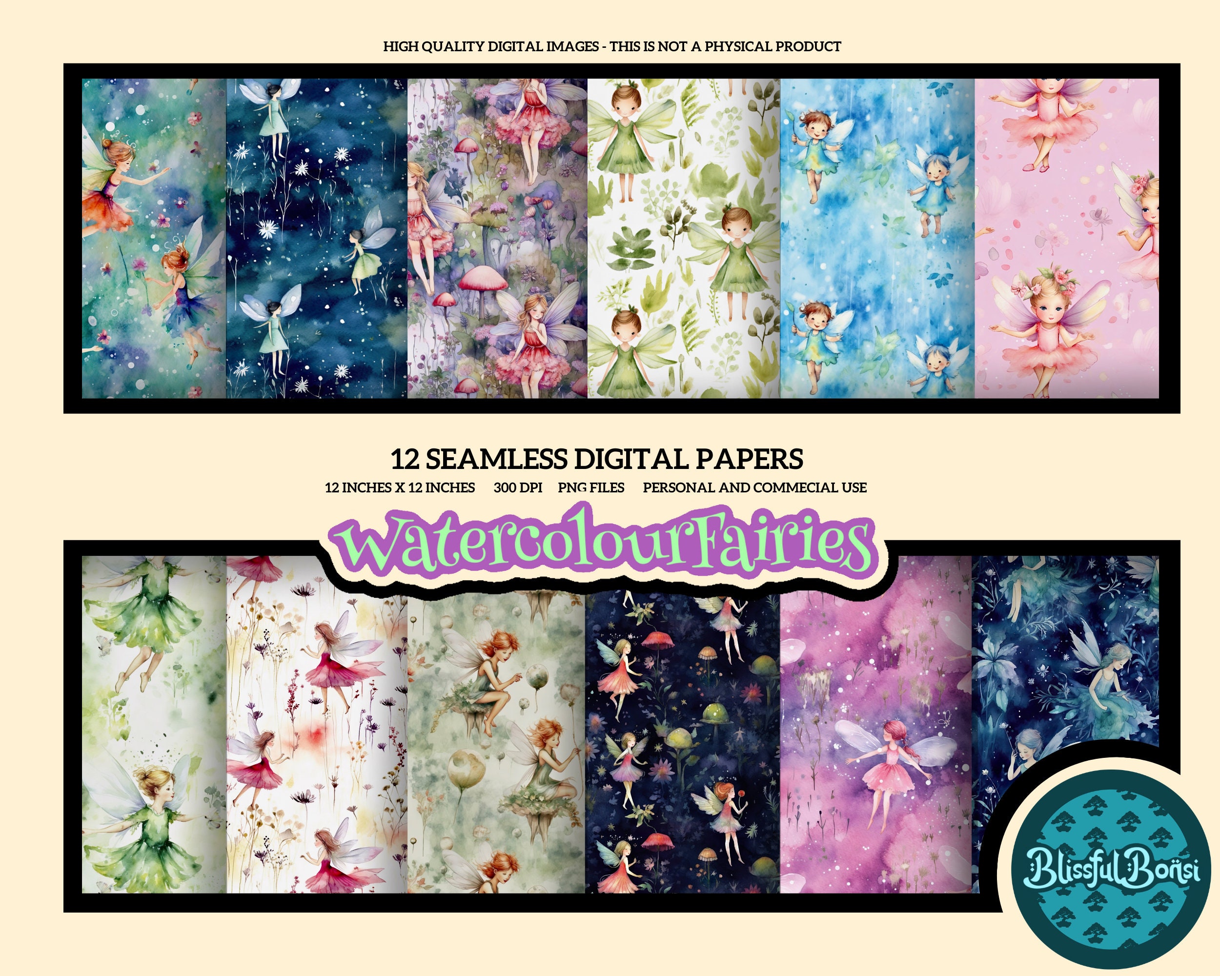 Watercolor Fairy Digital Paper Fairies Digital Paper Fairy Srapbooking ...