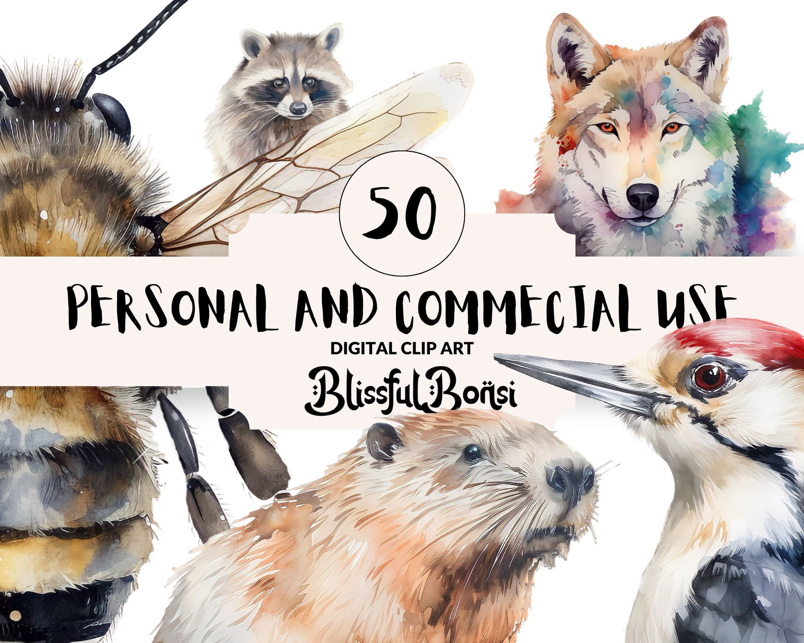 Watercolor Woodland Animals Clip Art Forest Animals Clip Art of Forest ...