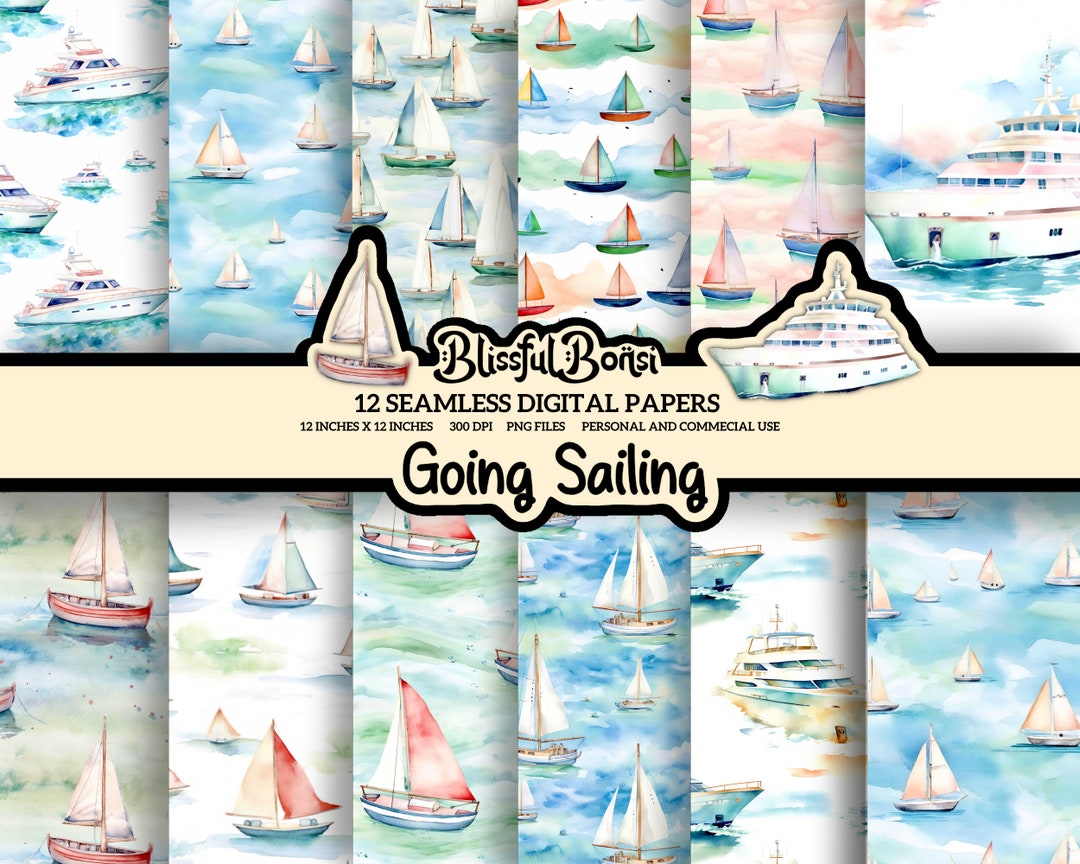 Boats Digital Paper, Nautical Digital Paper, Sailing Digital Paper ...