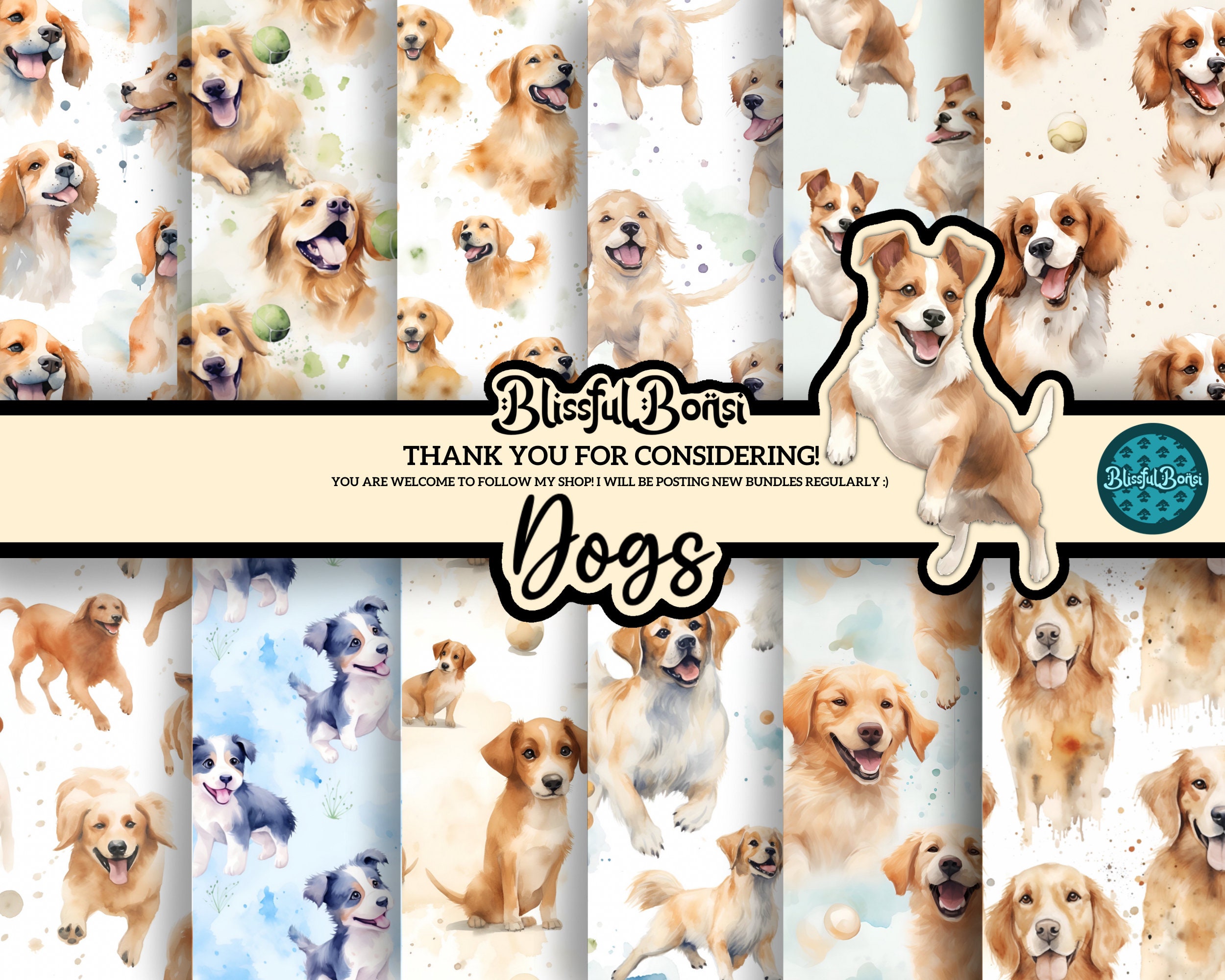 Dogs Digital Paper, Dog Digital Paper, Dog Repeating Pattern, Dog ...