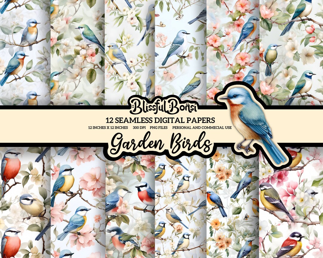 Bird Digital Paper, Birds Digital Paper, Bird Repeating Pattern, Bird ...