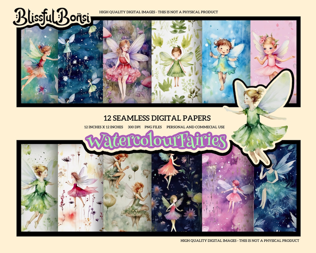 Watercolor Fairy Digital Paper Fairies Digital Paper Fairy Srapbooking ...