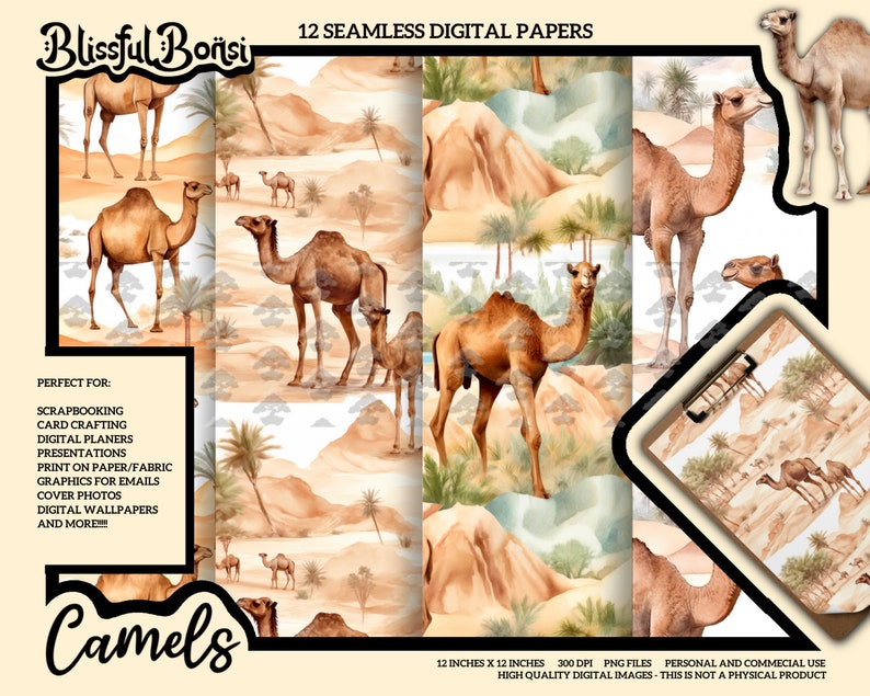 Camel Digital Paper, Camels Digital Paper, Camels Repeating Pattern ...