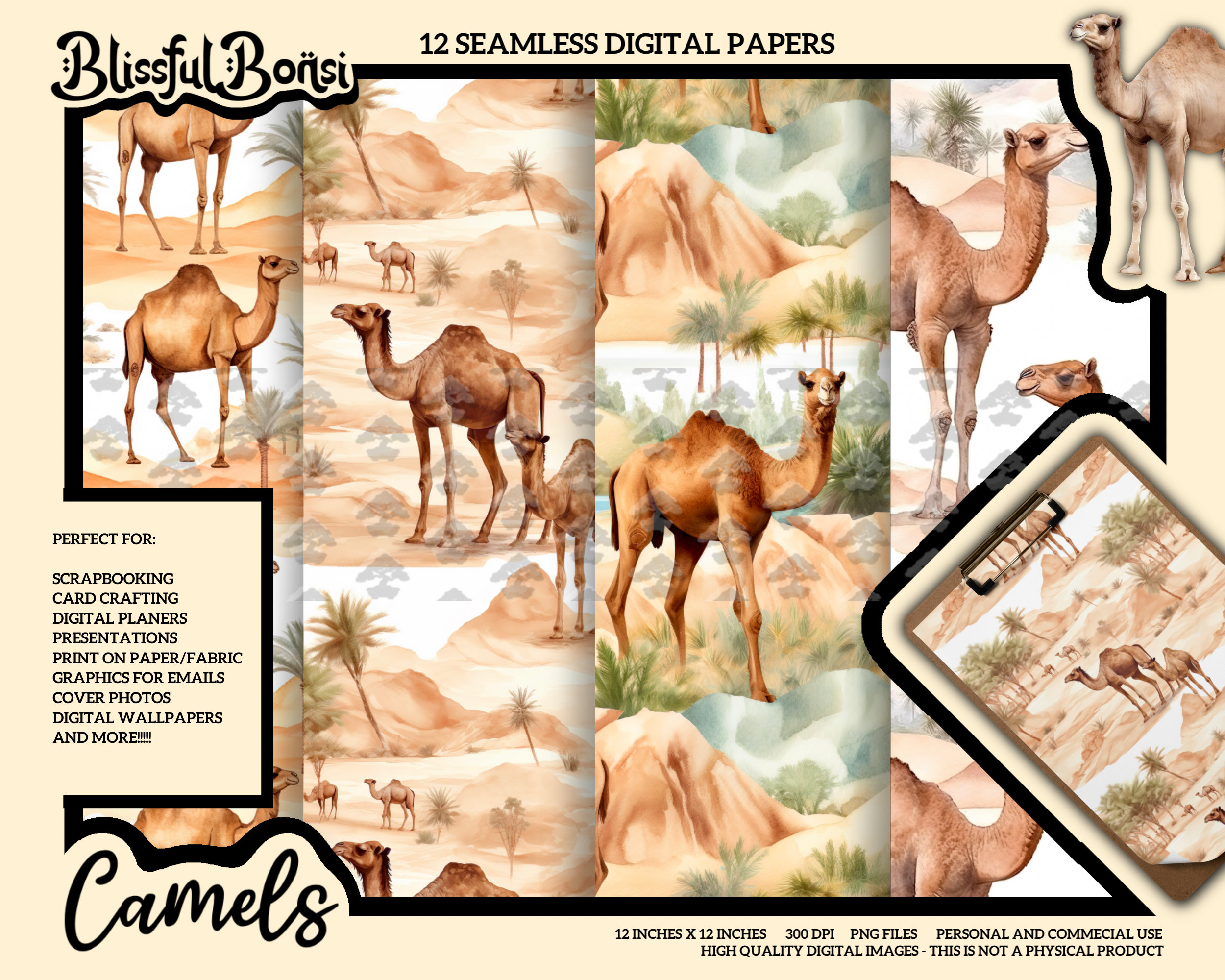 Camel Digital Paper, Camels Digital Paper, Camels Repeating Pattern ...