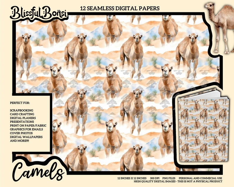 Camel Digital Paper, Camels Digital Paper, Camels Repeating Pattern ...
