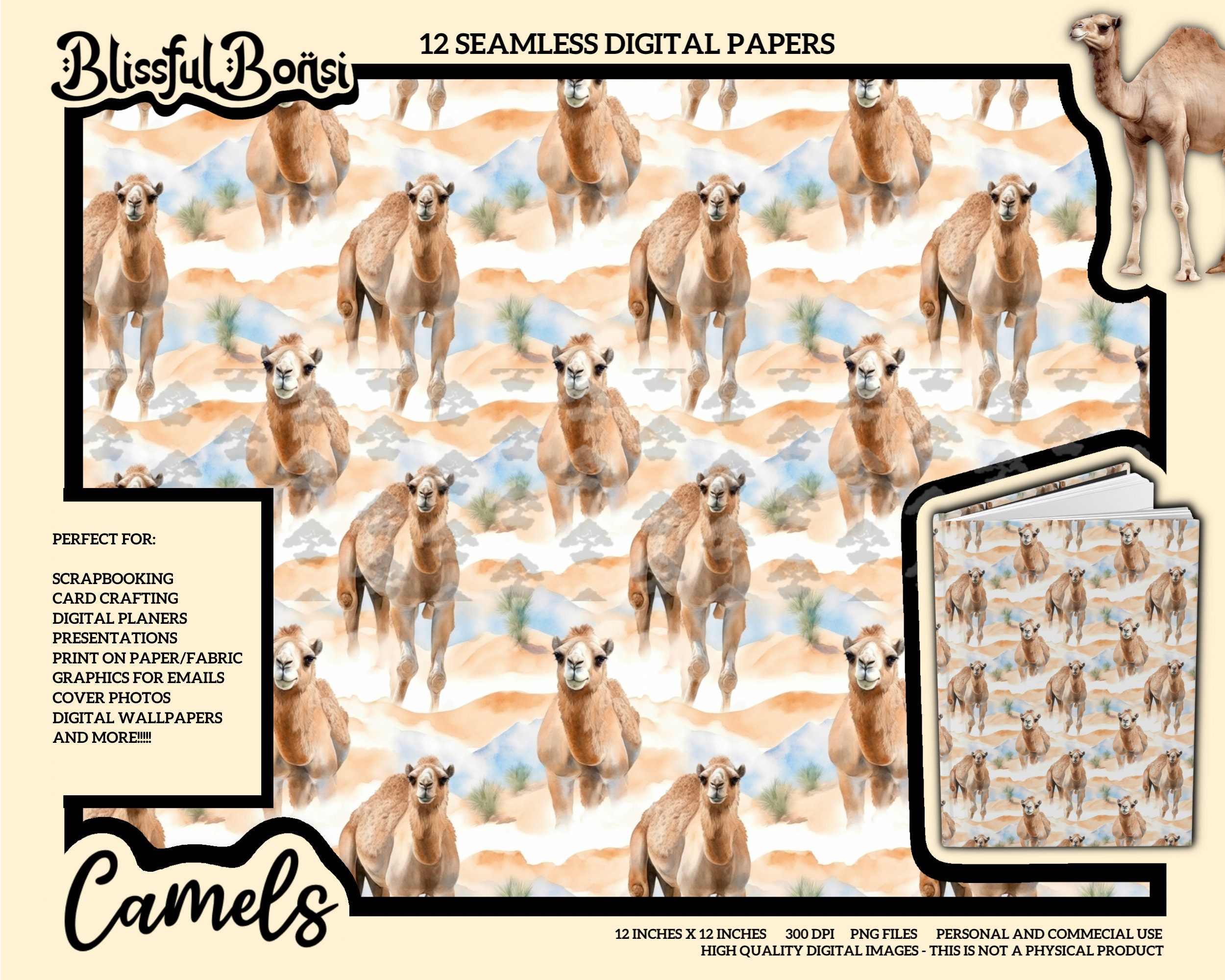 Camel Digital Paper, Camels Digital Paper, Camels Repeating Pattern ...
