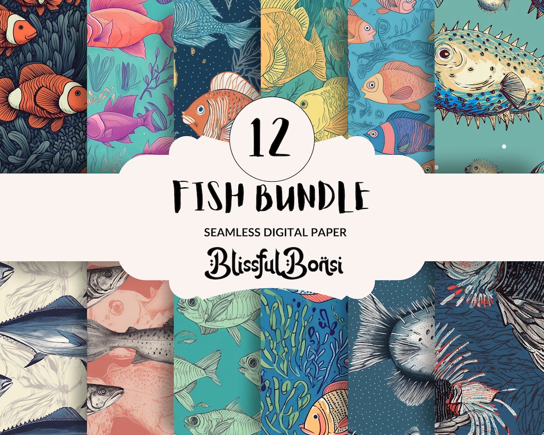Fish Digital Paper Bundle for Fish Theamed Pattern of Fish Printable ...