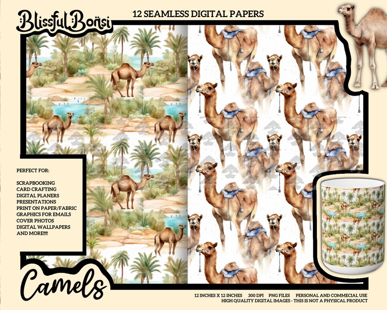 Camel Digital Paper, Camels Digital Paper, Camels Repeating Pattern ...