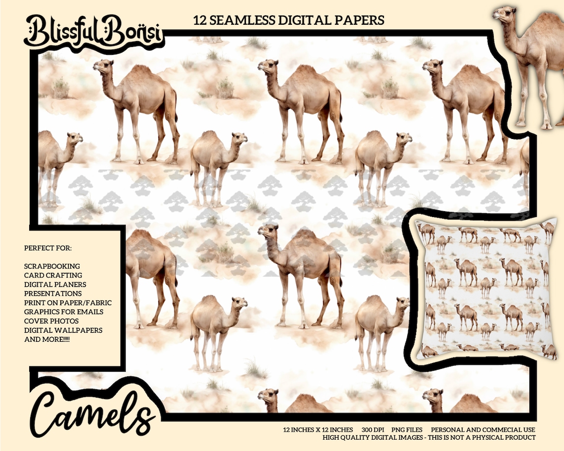 Camel Digital Paper, Camels Digital Paper, Camels Repeating Pattern ...