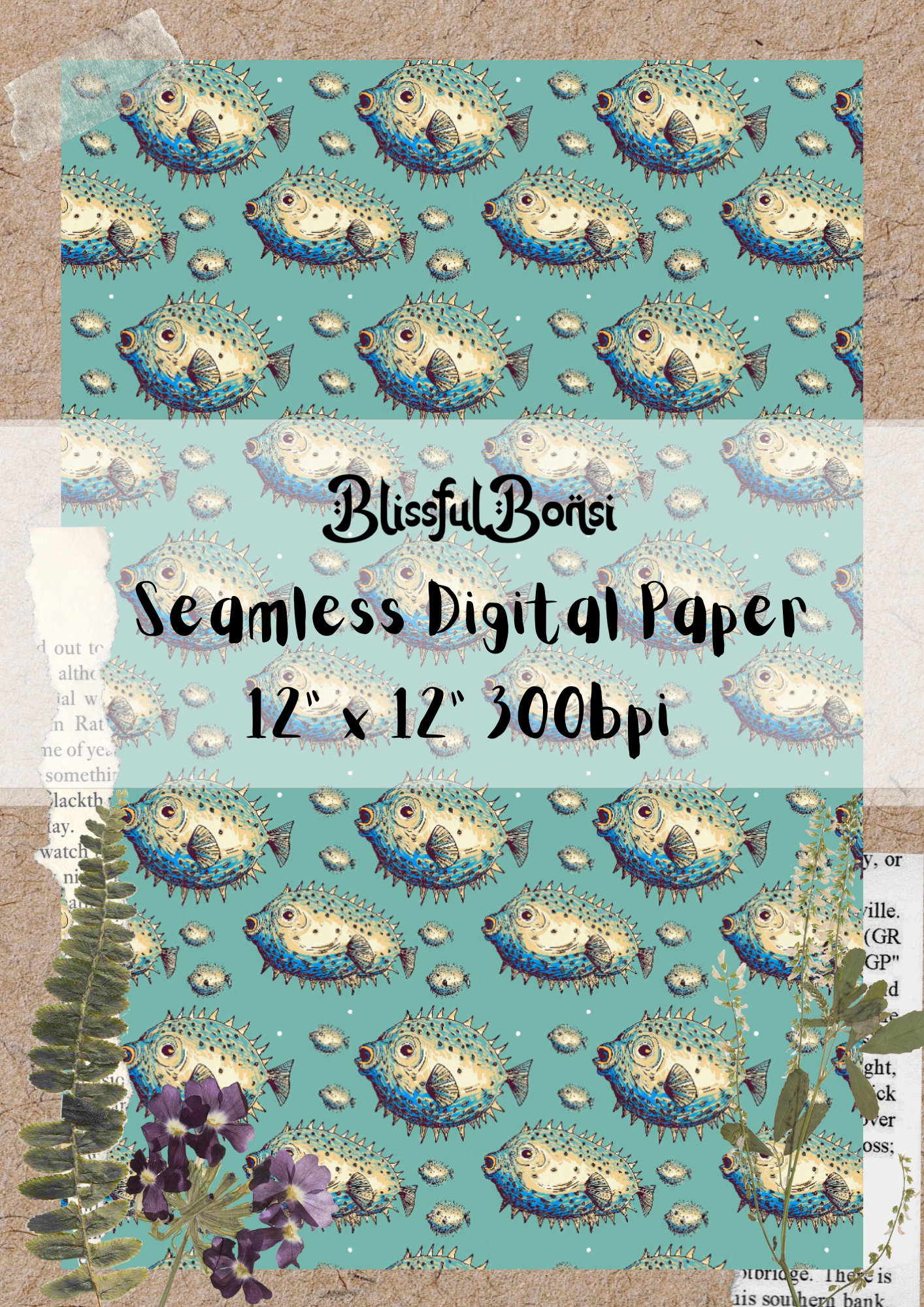 Fish Digital Paper Bundle for Fish Theamed Pattern of Fish Printable ...