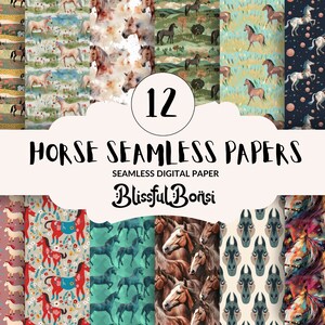Horse Digital Paper Bundle for Horse Theamed Pattern of Horses ...